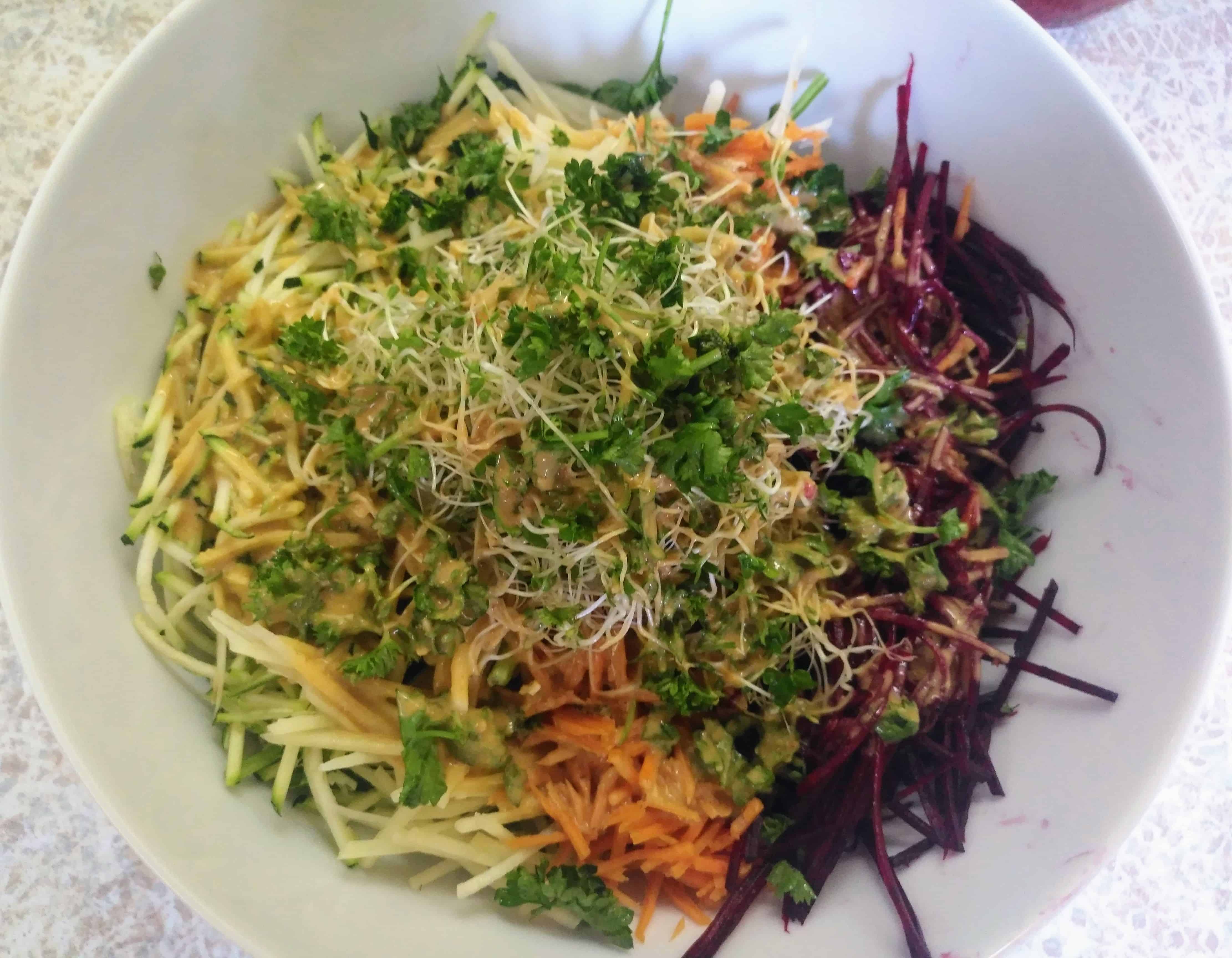 Shredded Salad with Spicy Peanut Dressing - Vintage Kitchen Vixen